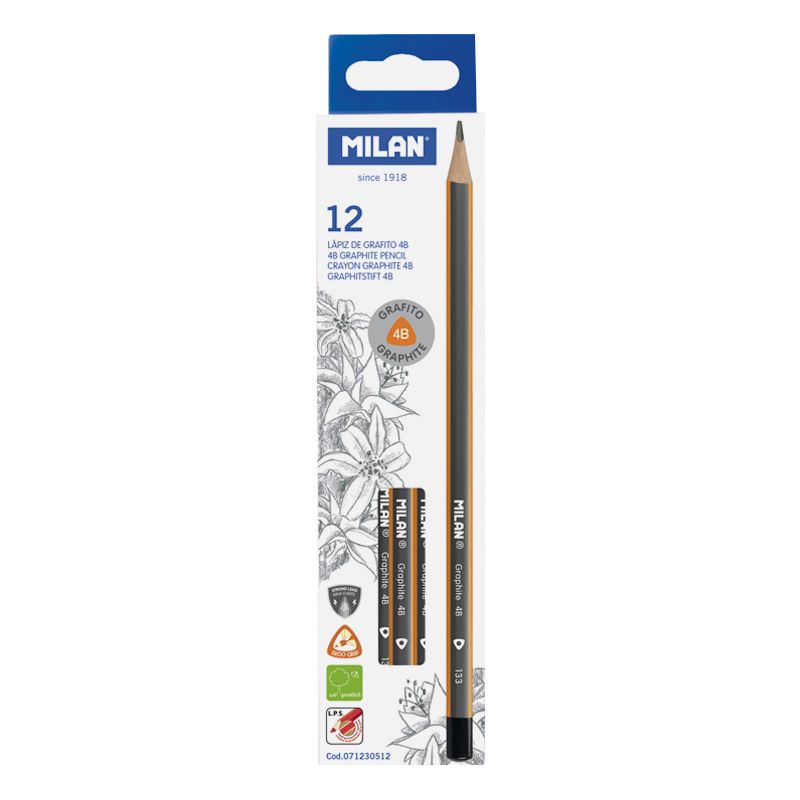 Caja 12 lápices de grafito 4B triangulares – Adioffice
